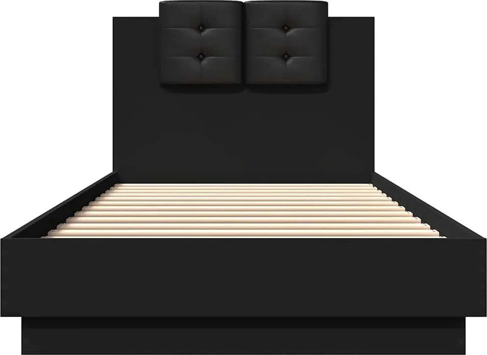 Rám postele s čelem černý 90 x 200 cm kompozitní dřevo 3209941
