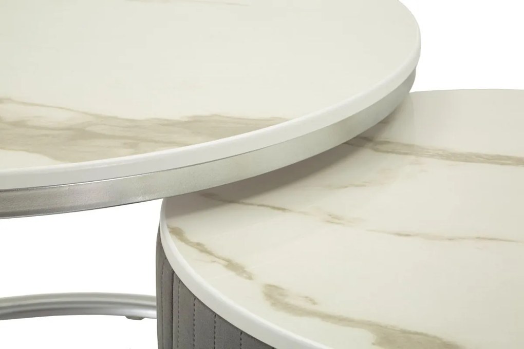 Sada konferenčních stolků Laquinta 70 cm šedá / stříbrná
