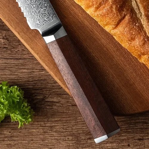 FUJUNI damaškový nůž na pečivo Bread 8" (205 mm) Rosewood VG-10