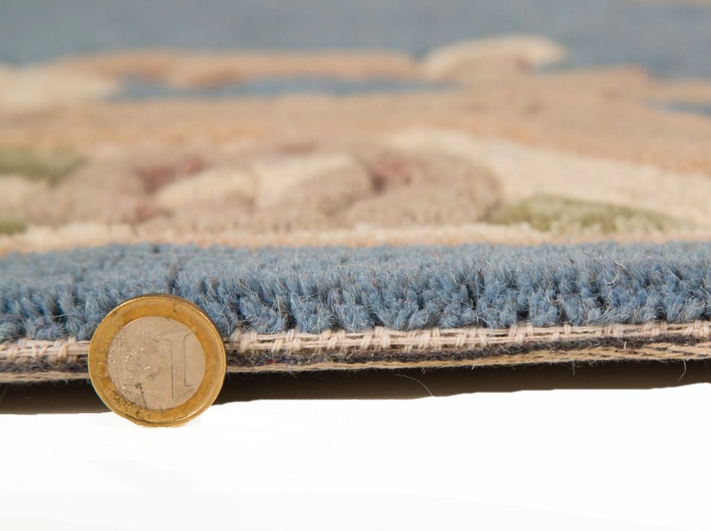 Flair Rugs, Ručně všívaný kusový koberec Lotus premium Blue, 150x240, modrá, chodba / předsíň