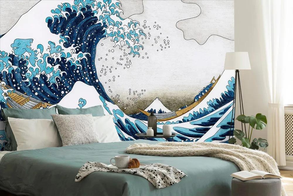 Samolepící tapeta reprodukce Velká vlna z Kanagawa - Kacušika Hokusai