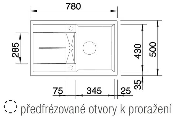 Blanco Metra 45 S  Granitový dřez s odkapem oboustranné provedení, 78x50cm, tartufo 517346