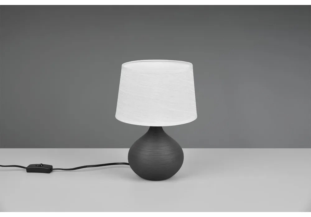 Tmavě hnědá stolní lampa z keramiky a tkaniny Reality Martin, výška 29 cm