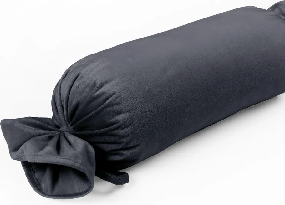 Biante Sametový polštář válec bonbon Velvet Premium SVP-004 Antracitově šedý 15x60 cm