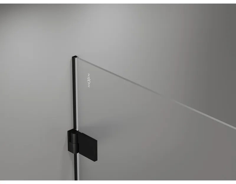 Mexen Lunar-B, levý výklopný sprchový kout 95 x 80 cm, 8mm čiré sklo, černý profil, 832-095-080-70-00-L