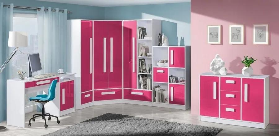 Casarredo - Komfort nábytek Dětská skříňka GULLIWER 7 výběr barev | barva: dom-bílá-lesk,Vyberte si barvu úchytu:: dom-uch-zelená