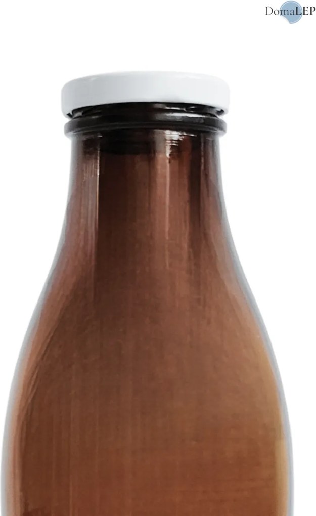 Skleněná láhev na mléko 1 000 ml hnědá s bílým víčkem JOTA