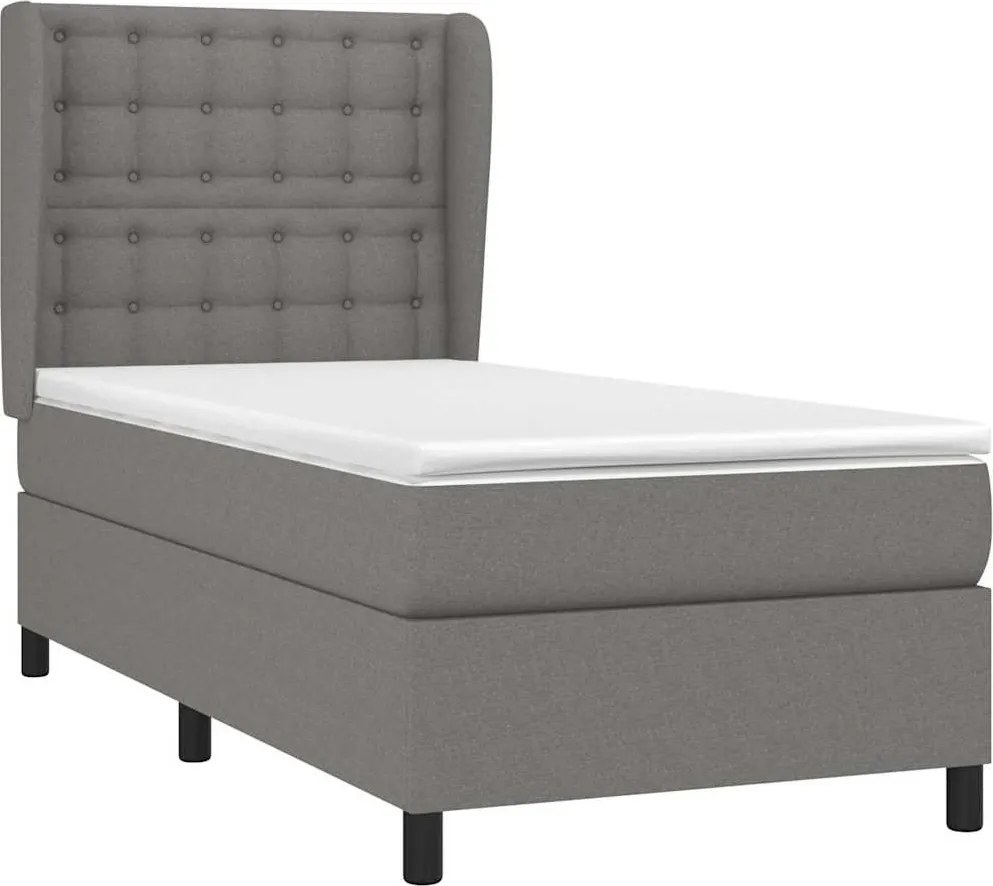 Box spring postel s matrací tmavě šedá 100 x 200 cm textil 3128262