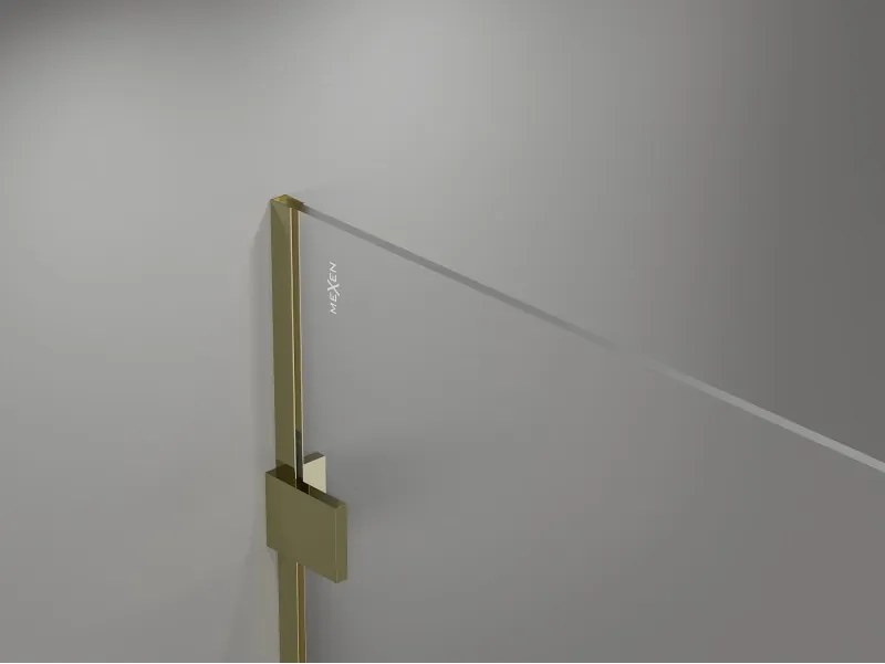 Mexen Lunar sprchová stěna levá 60 x 200 cm, 8mm čiré sklo, zlatá lesklá, 830-060-000-50-00-L
