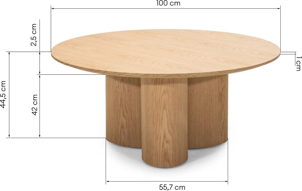Kulatý konferenční stolek Torino 100 cm dub přírodní