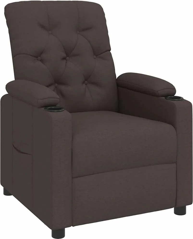 Polohovací křeslo tmavě hnědé textil 339107