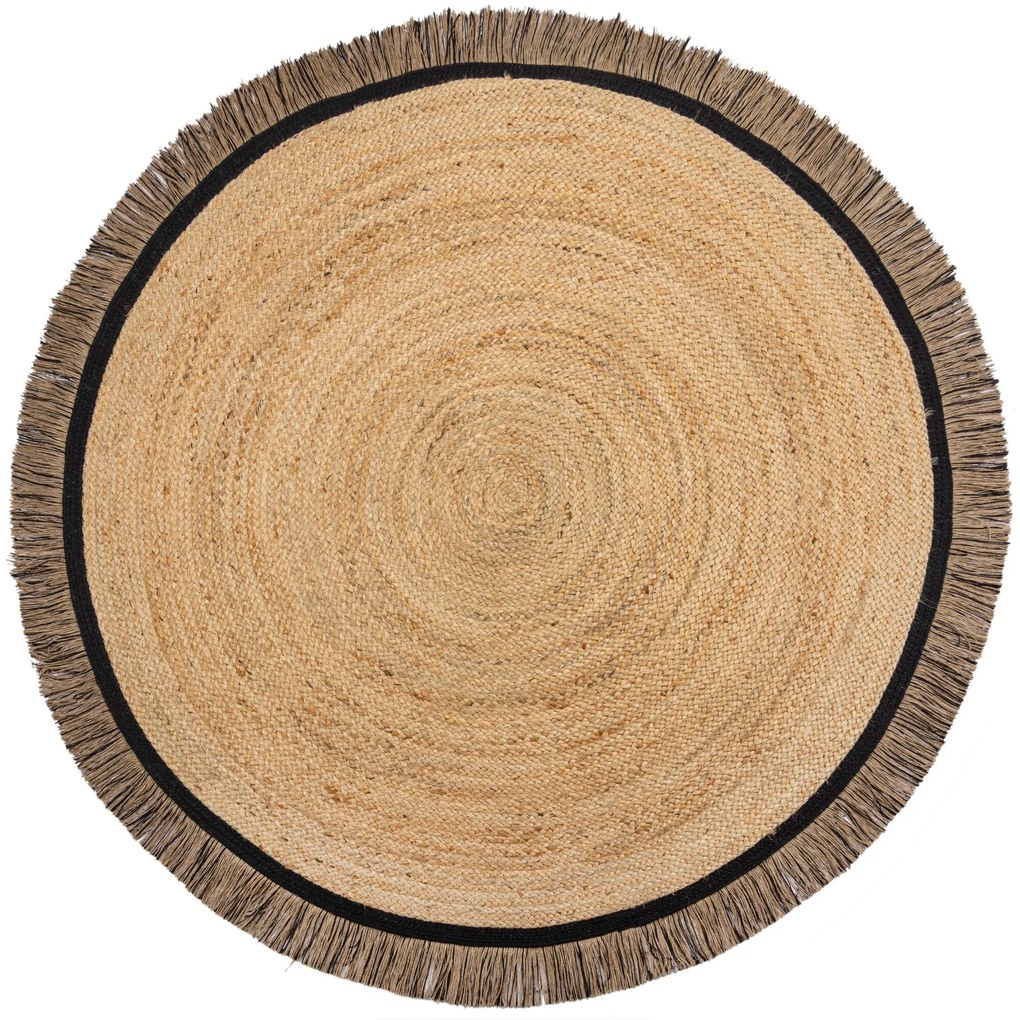 Flair Rugs, Kusový koberec Kahana Black kruh, 180x180 (průměr) kruh, béžová, chodba / předsíň