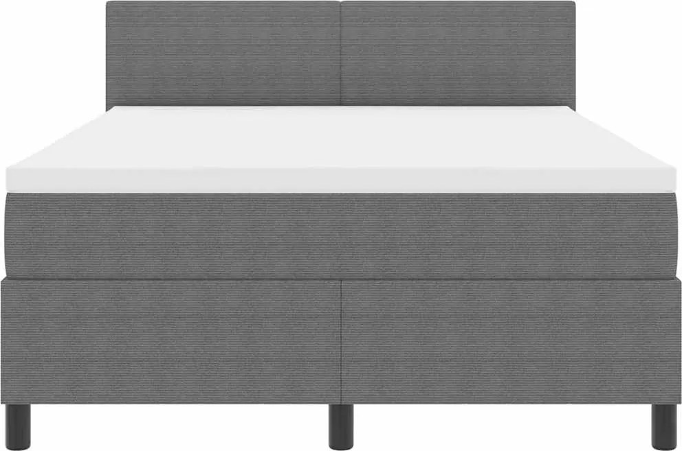 Postel s boxspringem s čelo Světle šedá a bílá 140 x 200 cm 3337515