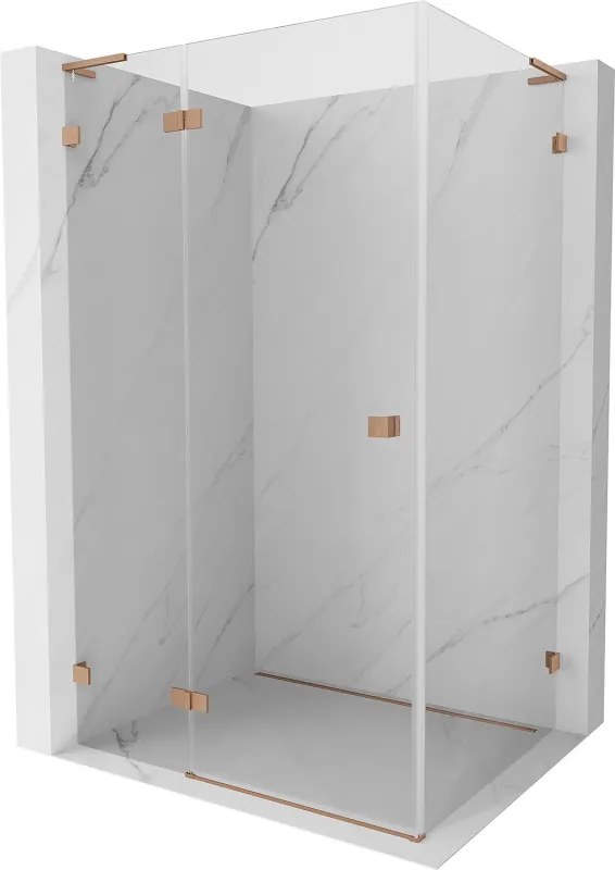 Mexen Lunar L, sklápěcí sprchový kout levý 80 x 90 cm, 8mm čiré sklo, měděný matný profil, 834L-080-090-65-00-L