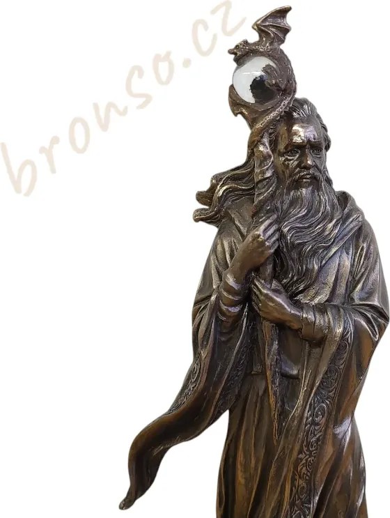 Merlin Ambrosius – čaroděj a druid, fantasy  dekorace, soška Veronese WU76427A1