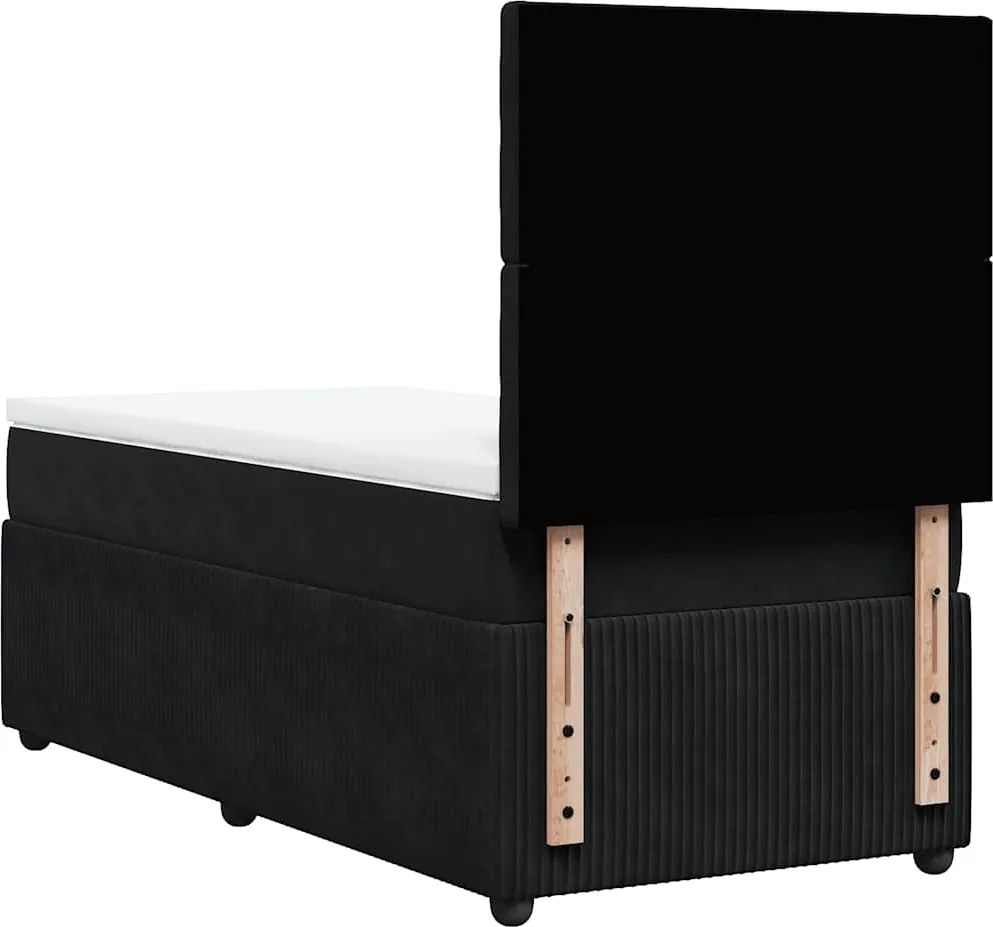 Box spring postel s matrací černá 90x190 cm samet 3292228