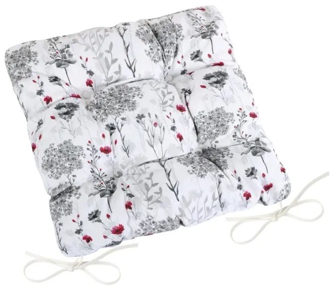 Bellatex Sedák DITA prošívaný 40x40 cm Větvička šedá, červená, bílá