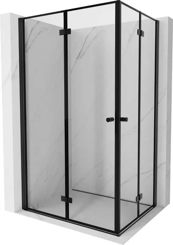Mexen Mist-F Duo, skládací sprchový kout 110 x 80 cm, čiré sklo-černý rám, 8A6-110L-080P-70-70