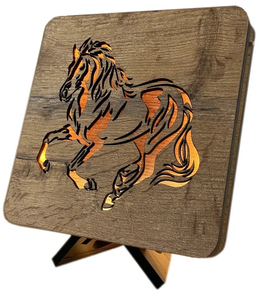Li-Go "Kůň" lampa 19x19cm provedení povrchu: ořech