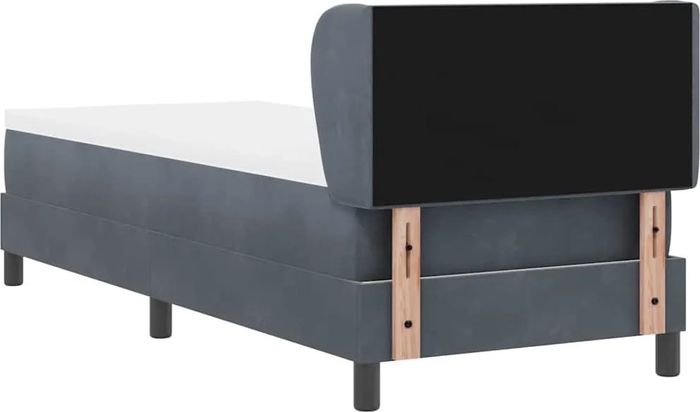 Postel s boxspringem s čelo Tmavě šedá 80 x 200 cm samet 3340413
