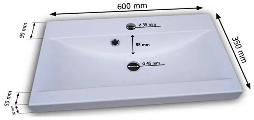 Expedo Koupelnová sestava BOTTON XL s umyvadlem, bílá/šedá lesk