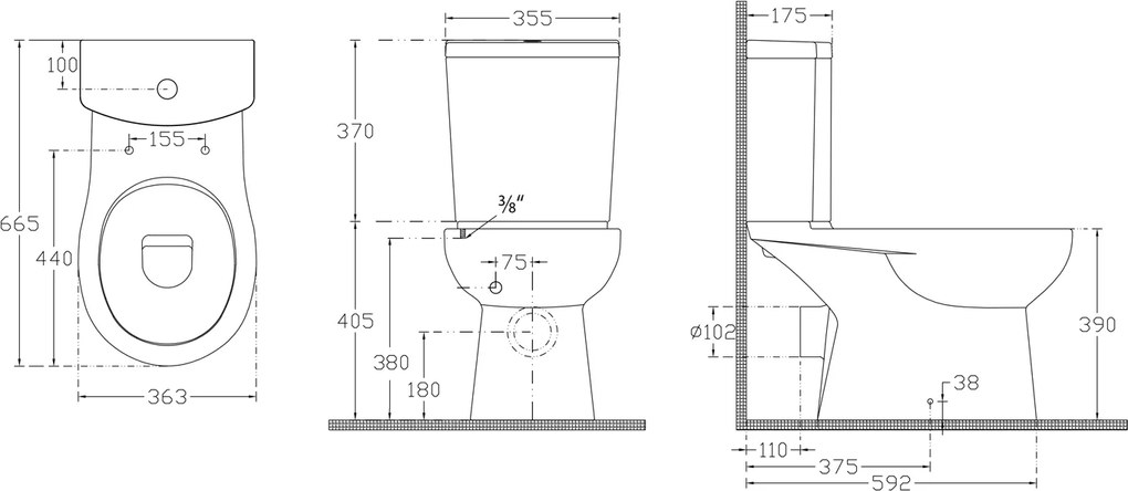 Sapho Sapho, KAIRO WC kombi, zadní odpad, splachovací mechanismus, PC105