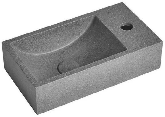 Sapho Small - Umývátko, 400x220 mm, bez přepadu, 1 otvor pro baterii vpravo, černý granit AR409