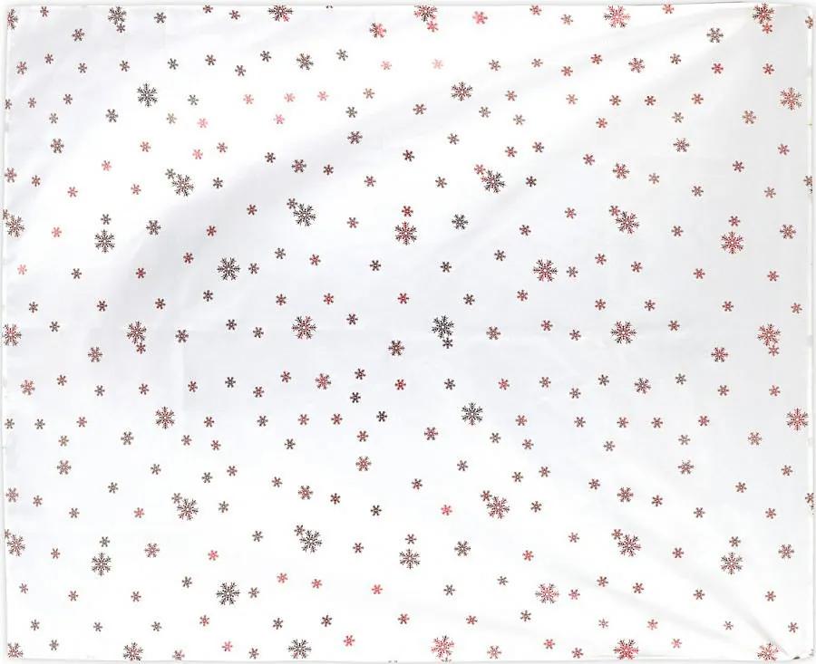 Autronic Ubrus s vánočním motivem, červené vločky na bílém podkladu, 130x160 cm,100 % UBR061