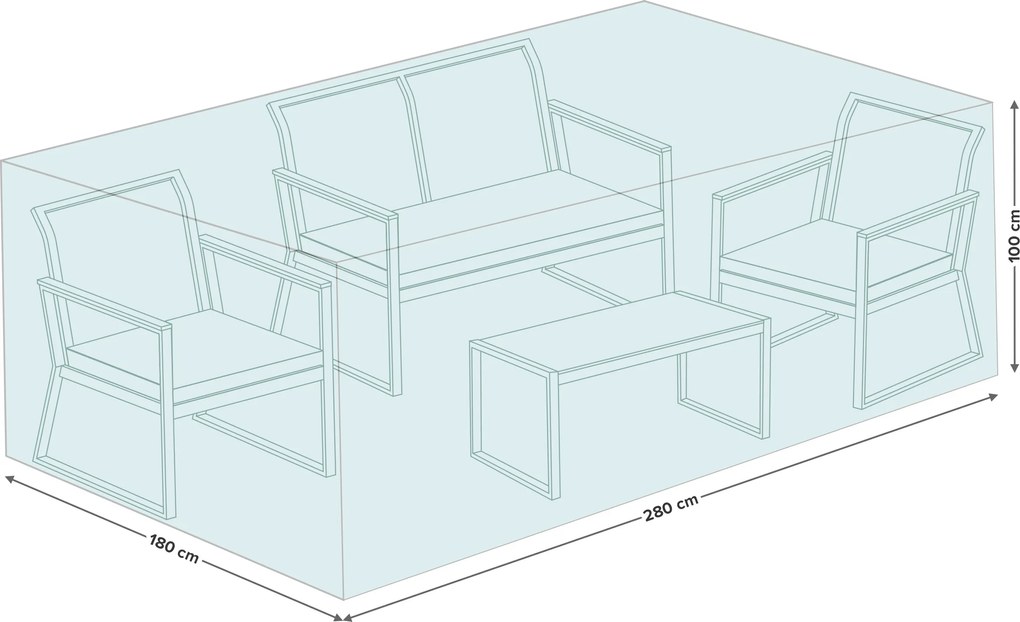 Voděodolný Obal Na Kávový Zahradní Nábytek 280X180X100 CM, Ochranný