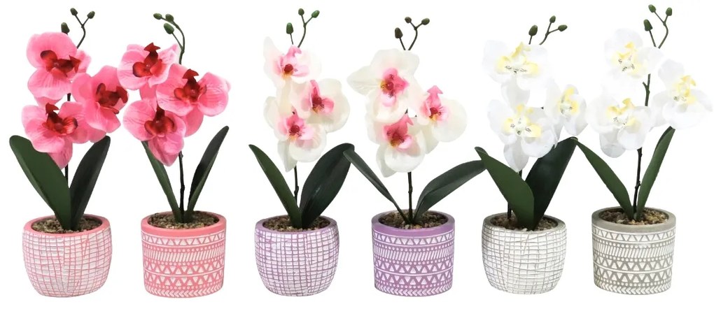 Umělá orchidej v květináči 28 cm - různé druhy