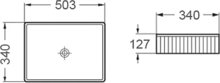 Mexen Grovo, rýhované umyvadlo na desku 50 × 34 cm, černá matná, 22305085