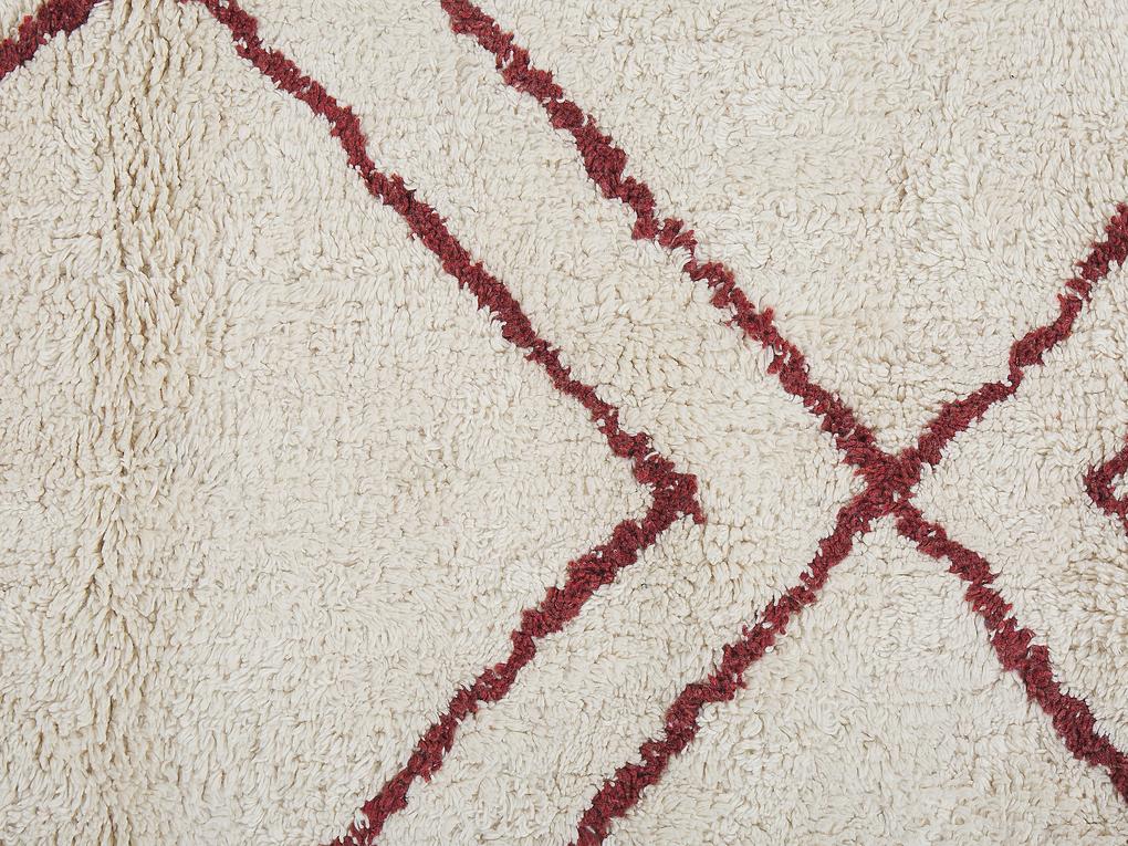 Bavlněný koberec 140 x 200 cm bílý/červený KENITRA Beliani