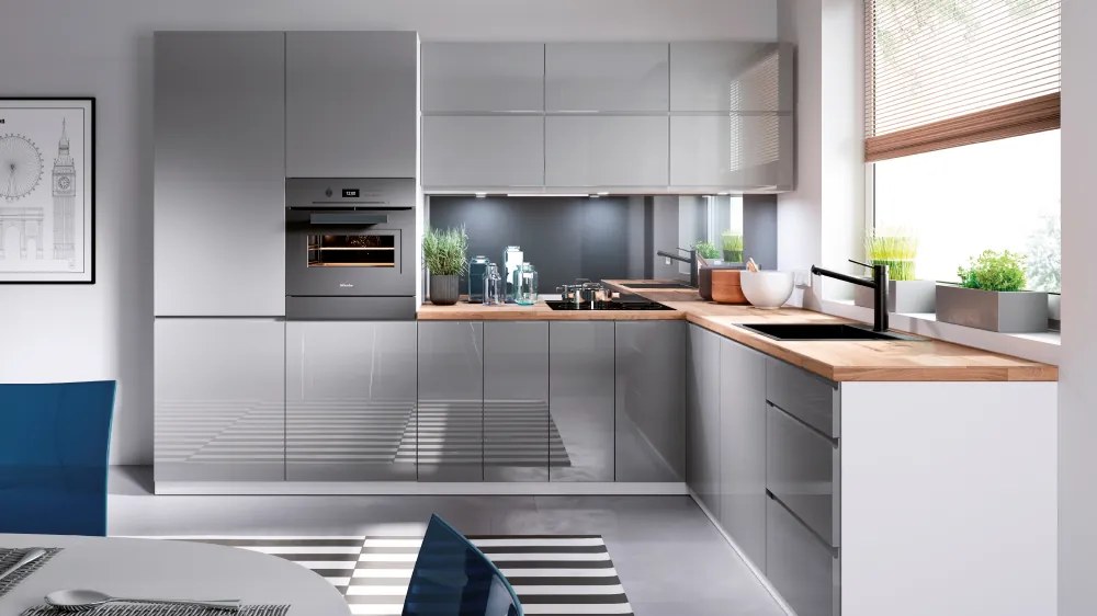 Spodní skříňka, bílá/šedá extra vysoký lesk HG, AURORA D60S3