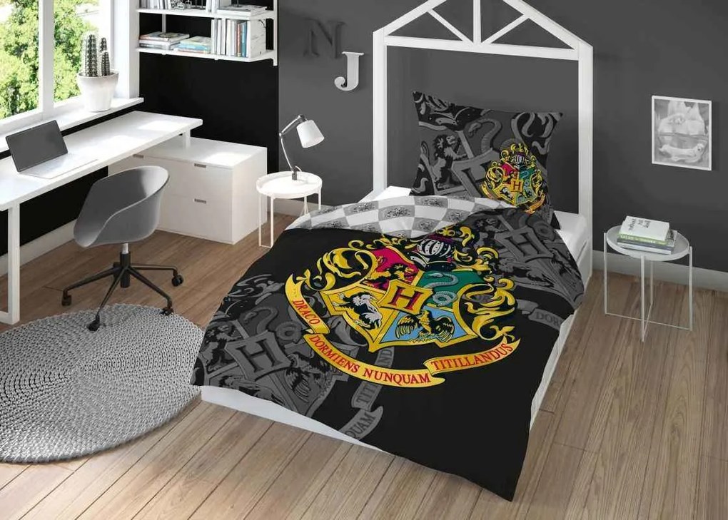 DETEXPOL Povlečení Harry Potter Black  Bavlna, 140/200, 70/80 cm