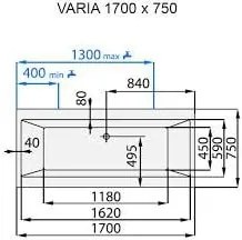 Santech Varia - Vana oboustranná 1700x750mm SAVAR170