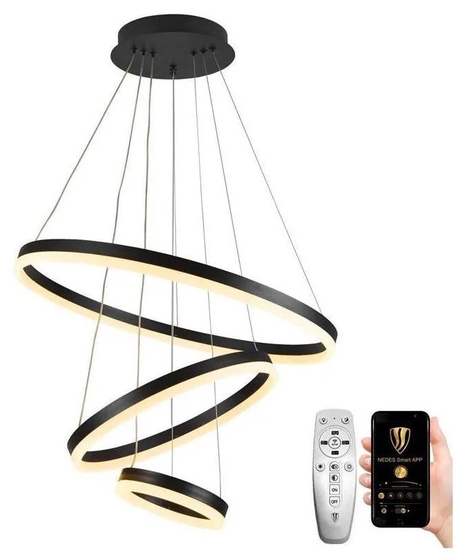 NEDES LED Stmívatelný lustr na lanku LED/85W/230V 3000-6500K + dálkové ovládání ND3450