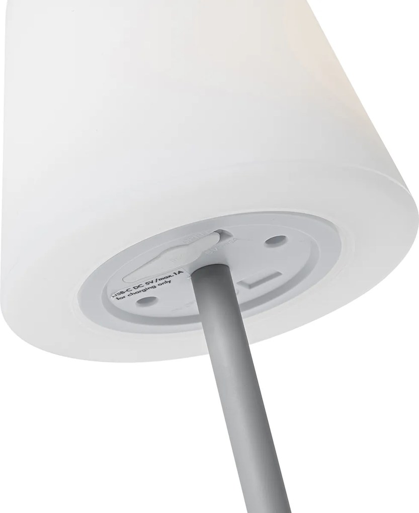 Sada 2 šedých dobíjecích stolních lamp 40 cm IP54 - Jude