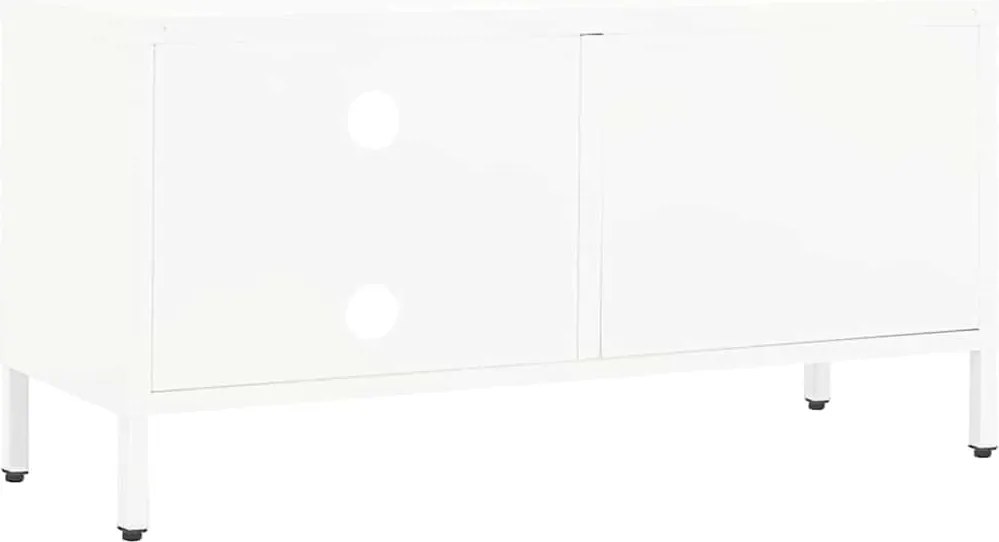 TV stolek bílý 90 x 30 x 44 cm ocel a sklo 336056