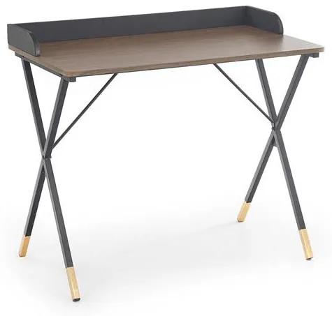 Psací stolek Bernie (tmavé dřevo + černá). 1048599