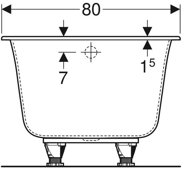 Geberit Soana Obdélníková vana 180 x 80 cm, včetně noh, bílá 554.015.01.1