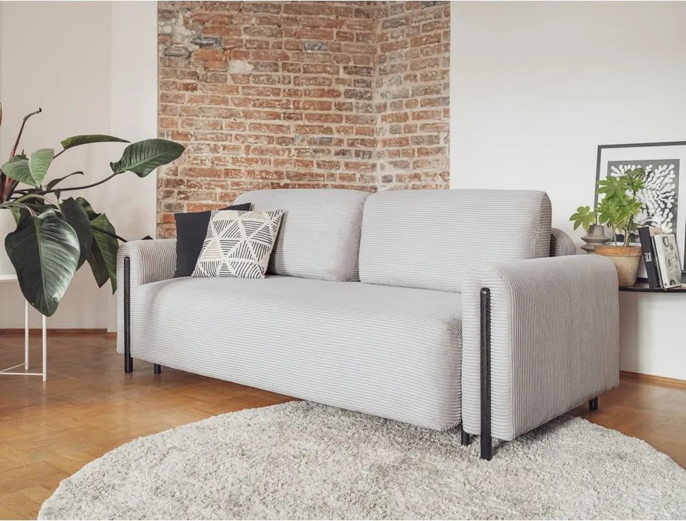 Šedá manšestrová rozkládací/s úložným prostorem pohovka 244 cm Arcadova – ELTAP