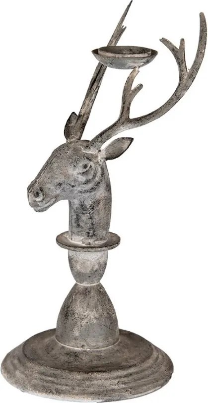 Zinkový antik kovový svícen jelen Deer - 17*14*30 cm