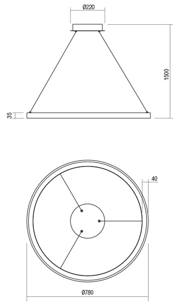 Redo 01-2677 závěsné LED svítidlo Iconic pískově černá, 60W, 3000K, ø78cm