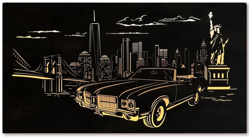 Li-Go "New York" světelný obraz 230V 110x60cm provedení povrchu: dub
