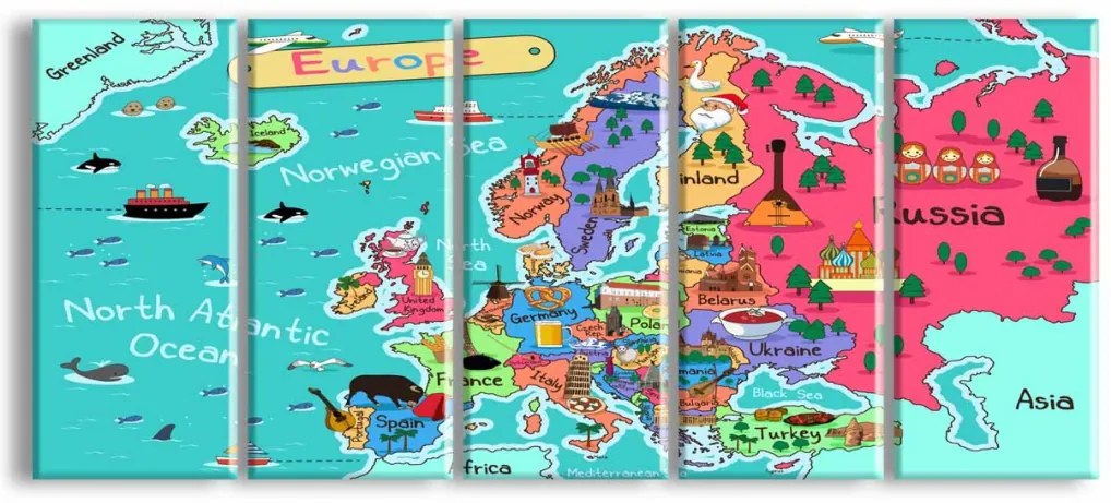 Malvis ® Dětský obraz Mapa Evropy Velikost: 150x70 cm