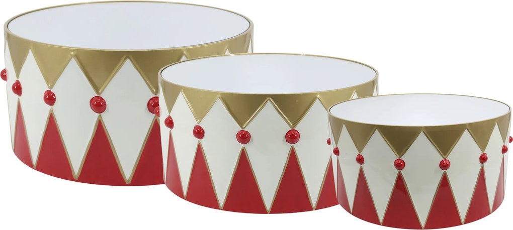 Sada 3ks bubnů se zrcadlem Cherry – Ø 61*30/ Ø 41*20/ Ø 52*25 cm