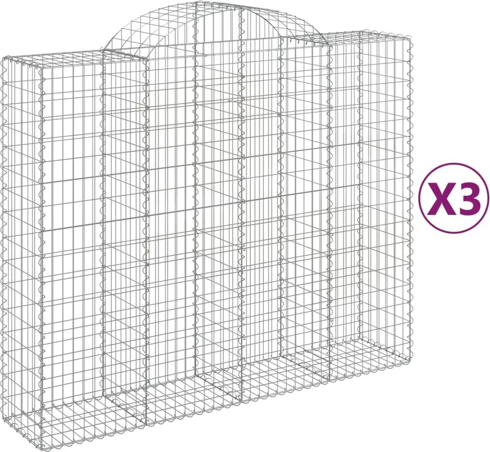 Klenuté gabionové koše 3 ks 200x50x160/180cm pozinkované železo 3146384