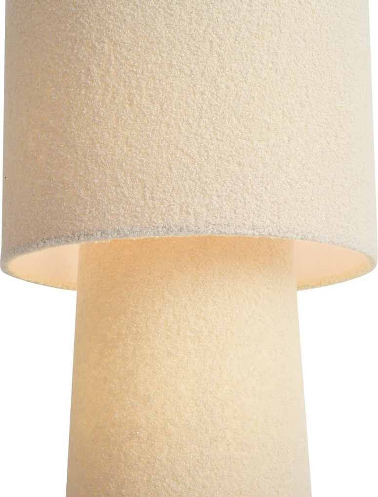 Japandi stojací lampa béžová látka teddy 2-světla - Trompet