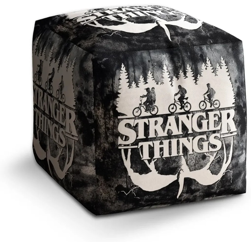 Sablio Taburet Cube Stranger Things White: 40x40x40 cm
