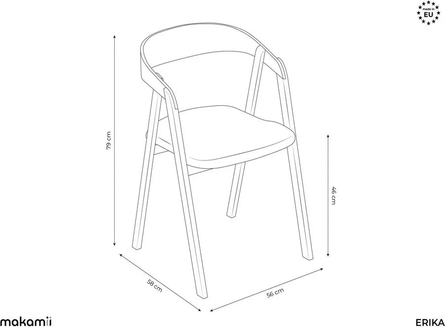 Krémové jídelní křeslo z masivního dřeva Erika – Makamii